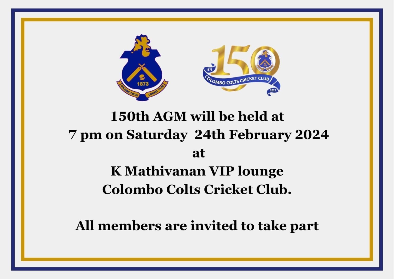 150th Annual General Meeting of Colombo Colts Cricket Club – Colombo ...